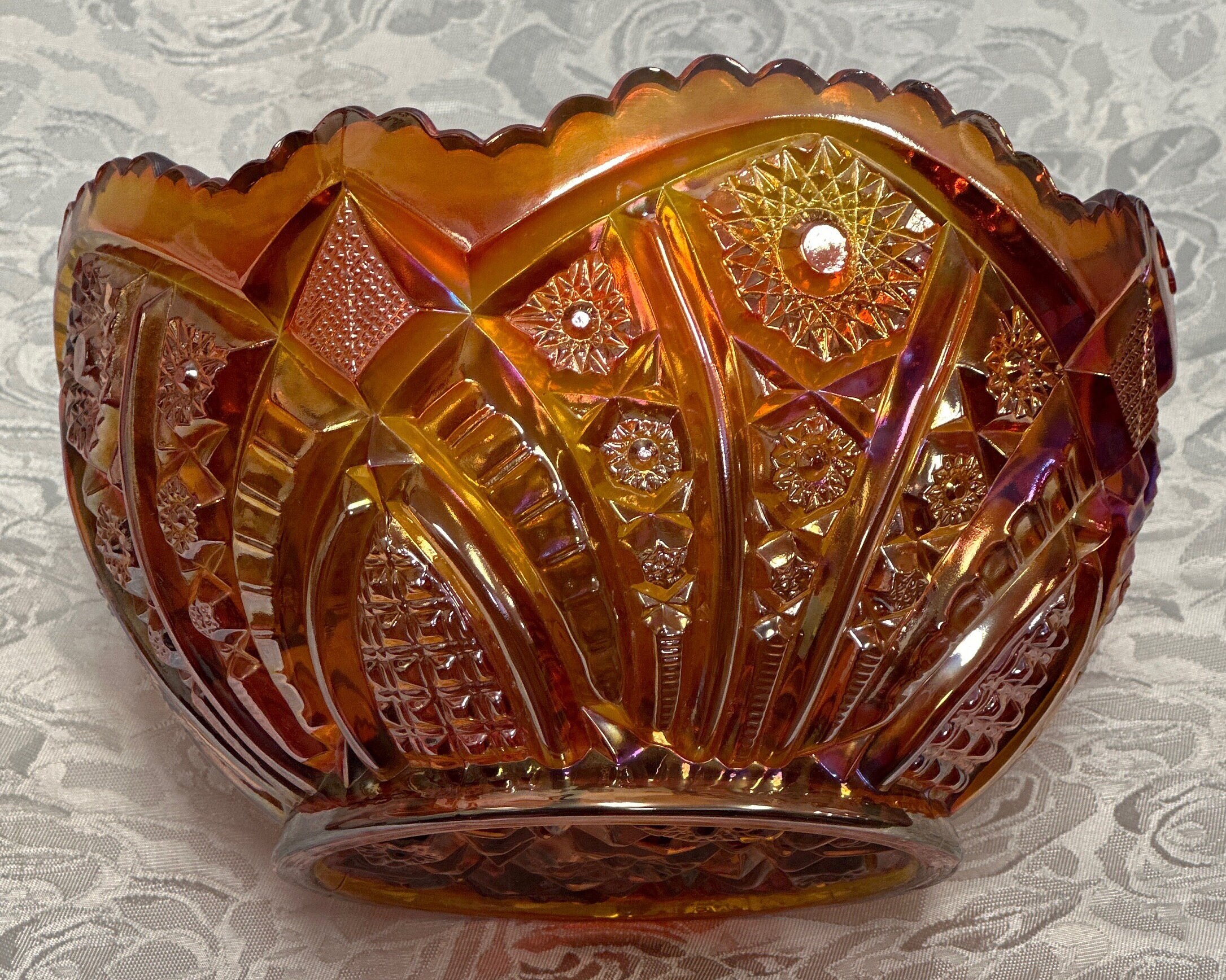 Amber Carnival Glass Iridescent Multi Color Amber Fruit Bowl - Etsy