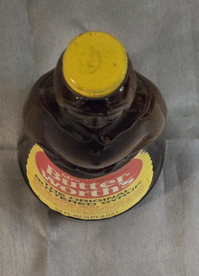 Vintage Mrs. Butterworths Syrup Glass Bottle Metal Lid Original Label ...