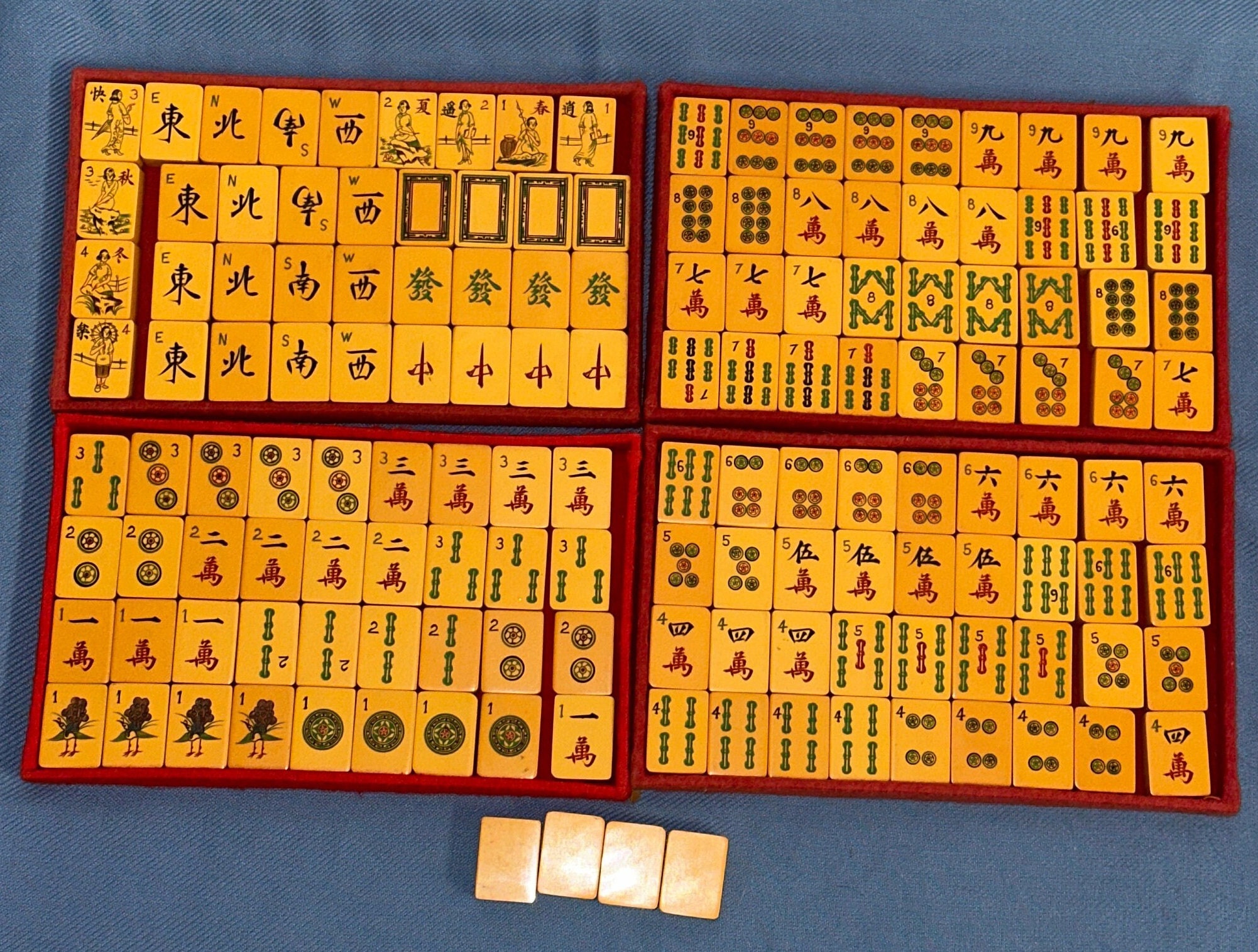 Vintage Chinese Domino Game Mah Jong Complete Set - Etsy