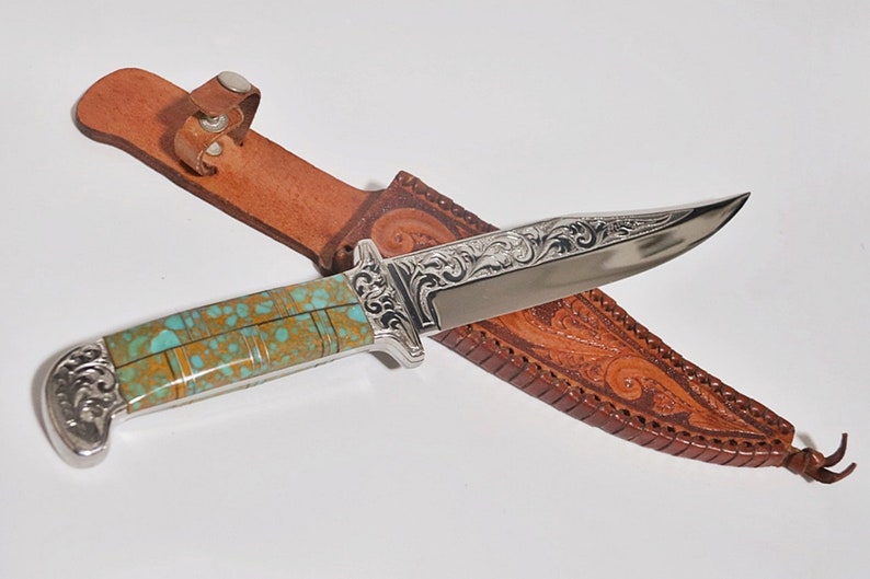Vintage Native American Indian Detailed Inlaid Knife Only 25 Made 12 ...