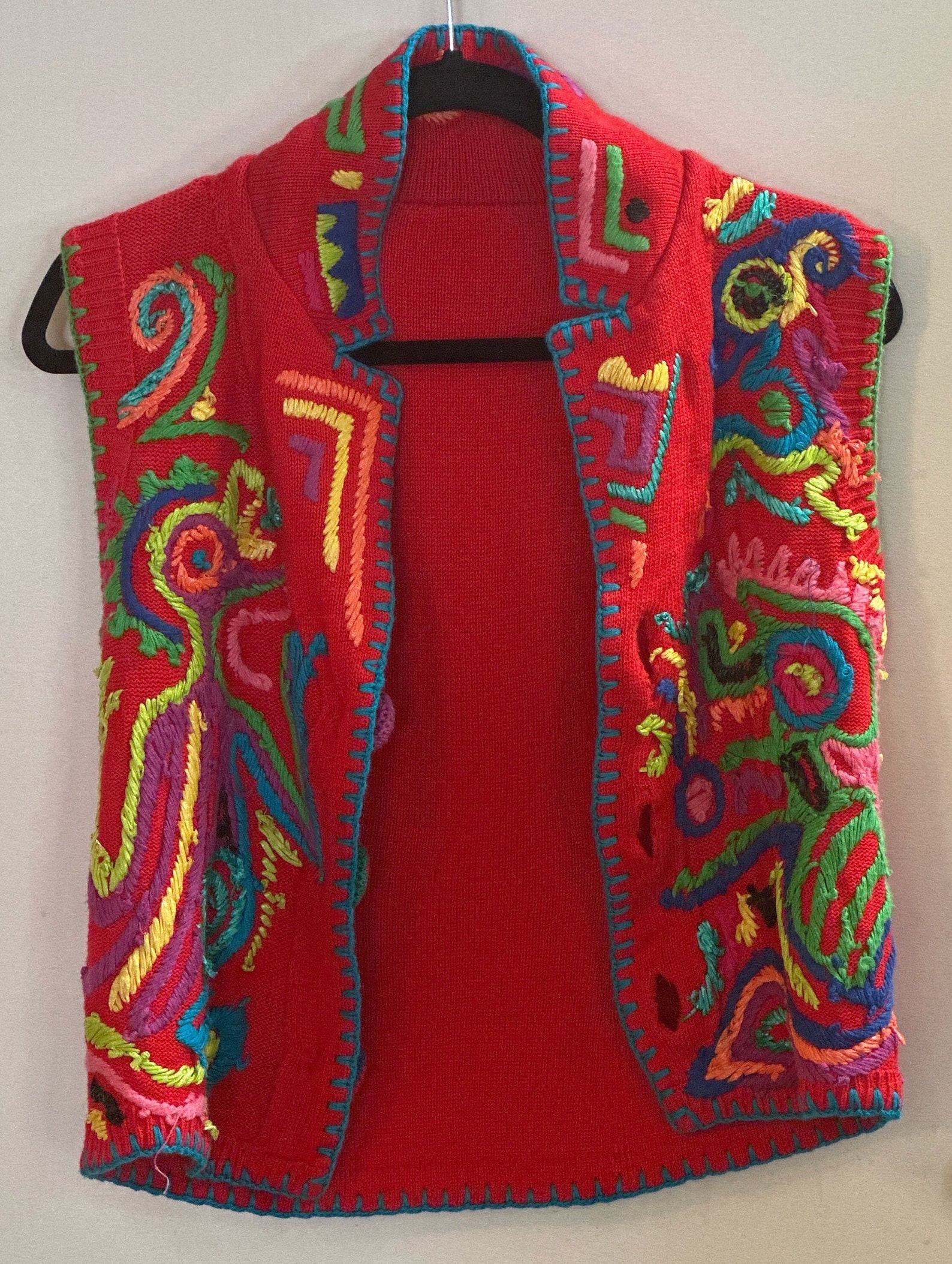 Vintage Michael Simon Cotton Sweater Vest: Vibrant Panama Mola Art - Etsy