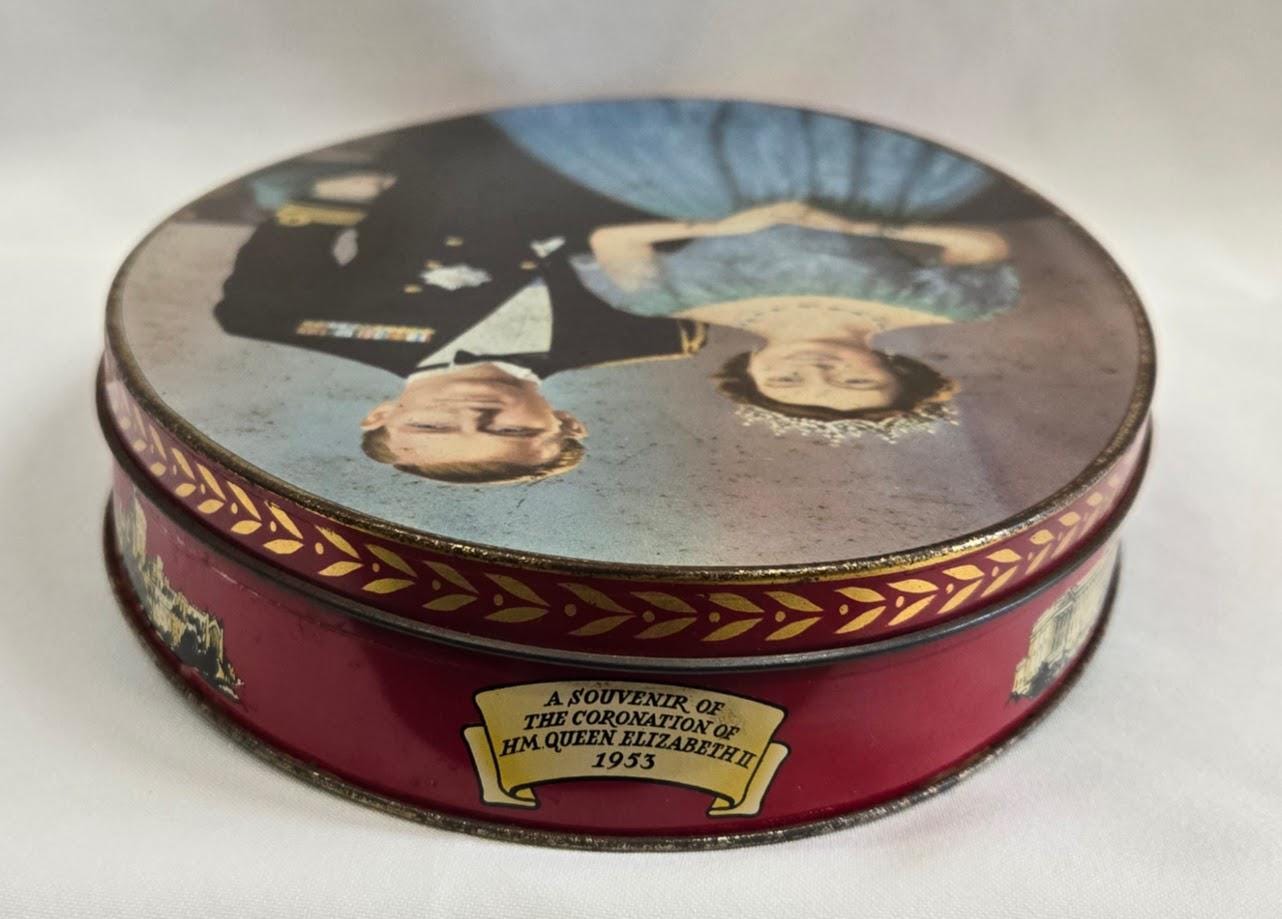 Vintage Biscuit Tin Commemorating the Coronation of Queen Elizabeth ...