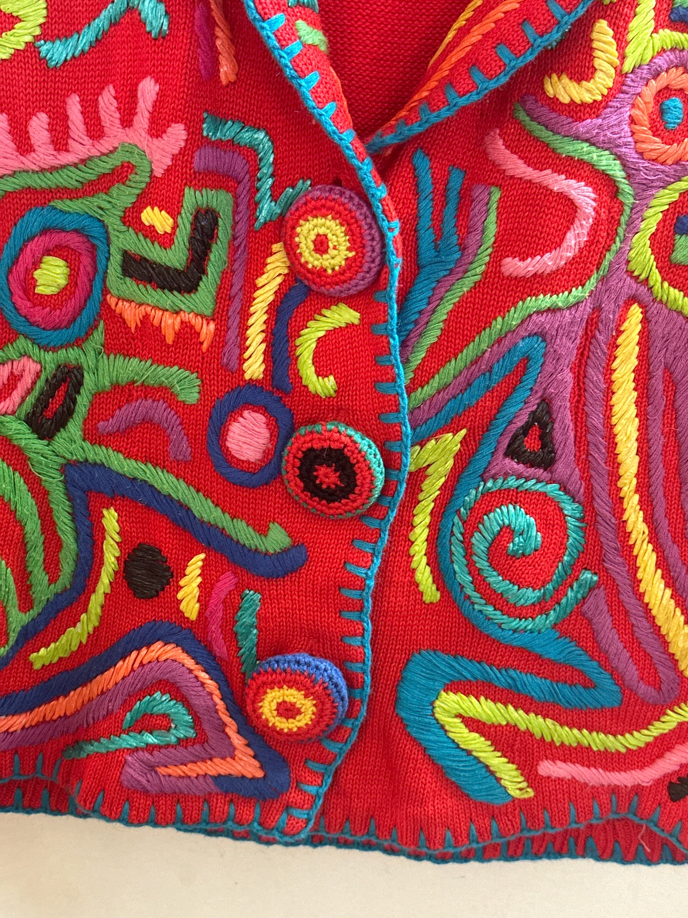 Vintage Michael Simon Cotton Sweater Vest: Vibrant Panama Mola Art - Etsy