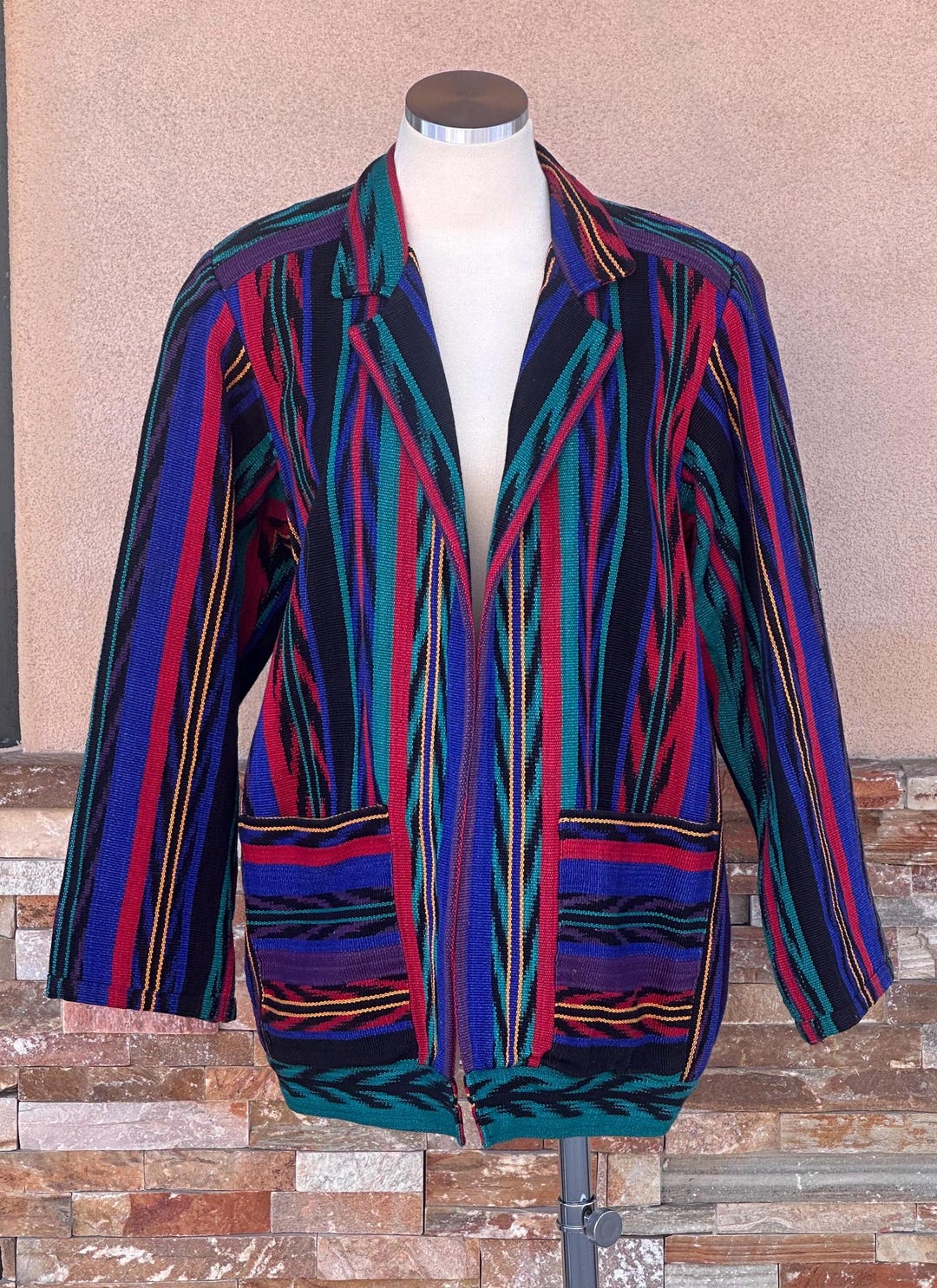 Vintage 80s Ethnic Stripe Cotton Jacket - Made in Guatemala - Etsy