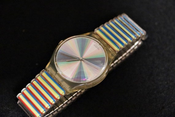 Vintage Retro 1996 Swatch Watch Rainbow Iridescent W… - Gem