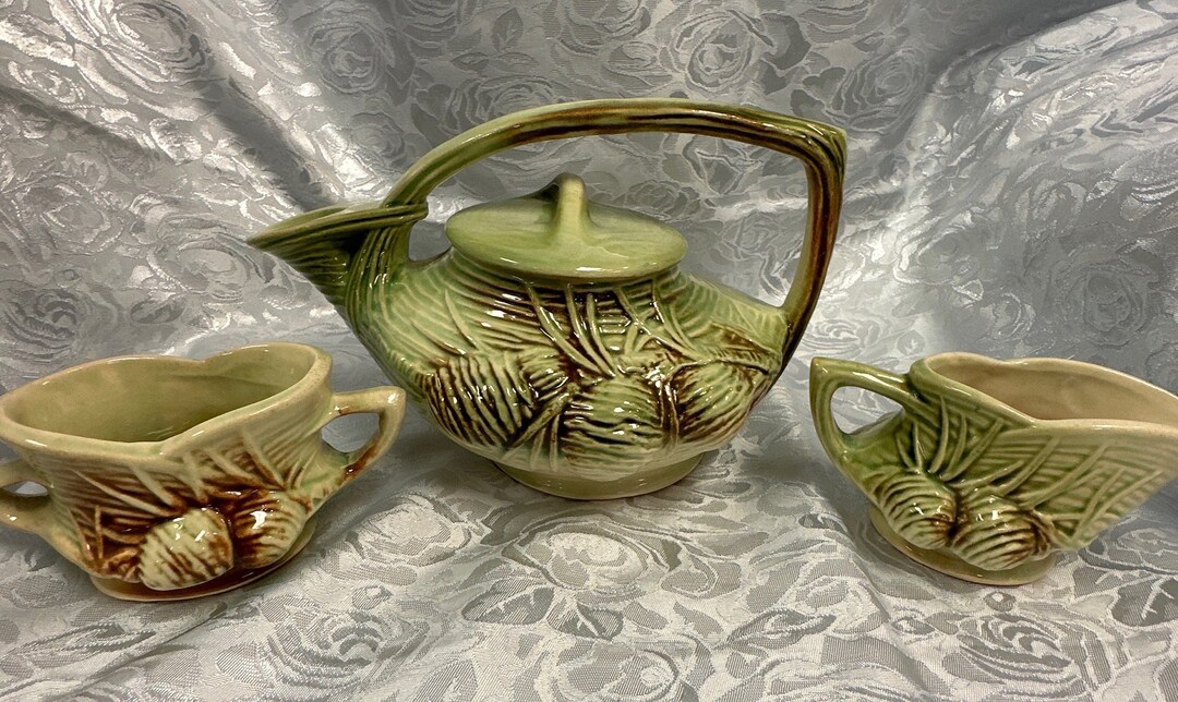 Vintage 3pc Green Mccoy Tea Set Acorns - Etsy