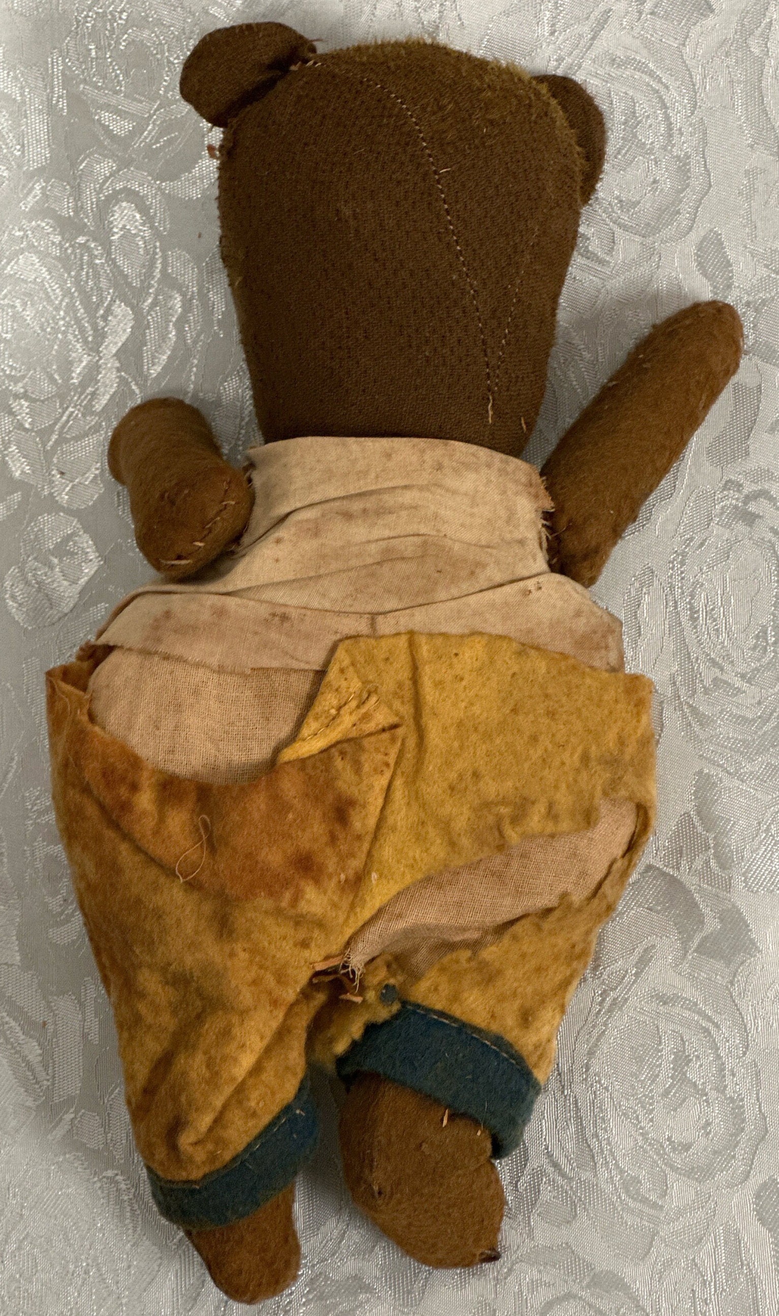 Rare Antique Straw Stuffed Mohair Folk Art Handmade Sewn Stitched Teddy ...