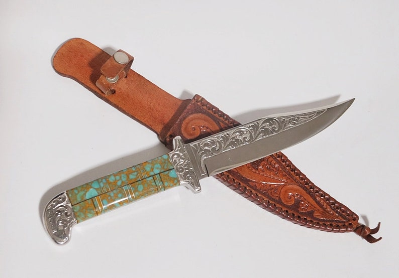 Vintage Native American Indian Detailed Inlaid Knife Only 25 Made 12 ...