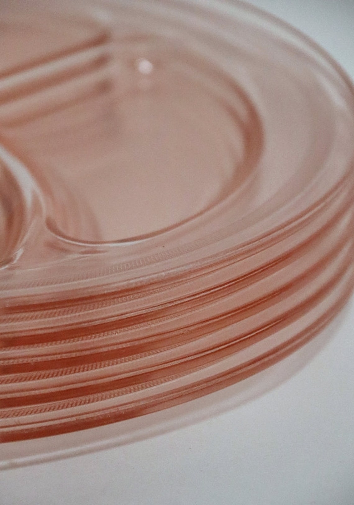 Vintage Pink Depression Glass 3 Portion Section Glass Plates Sold ...