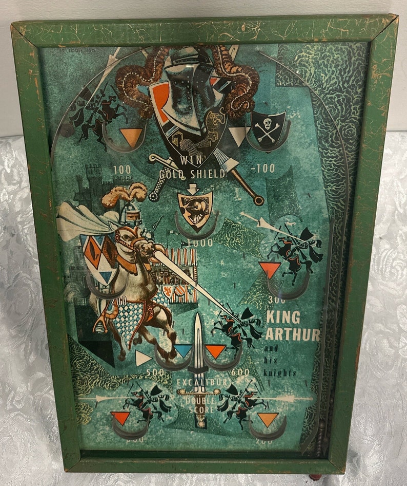 Vintage Antique King Arthur Table Top Pinball Game - Etsy