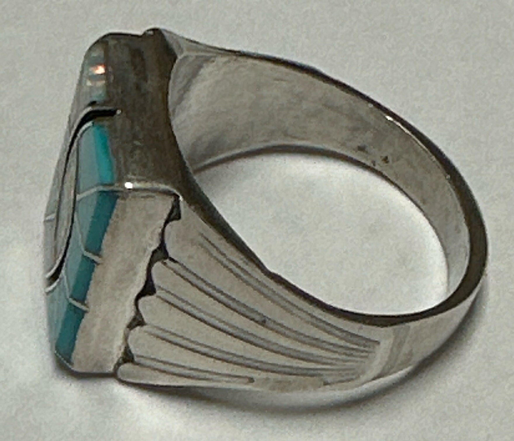 Vintage Zuni Native American Sterling Silver Turquoise and Opal Inlay ...