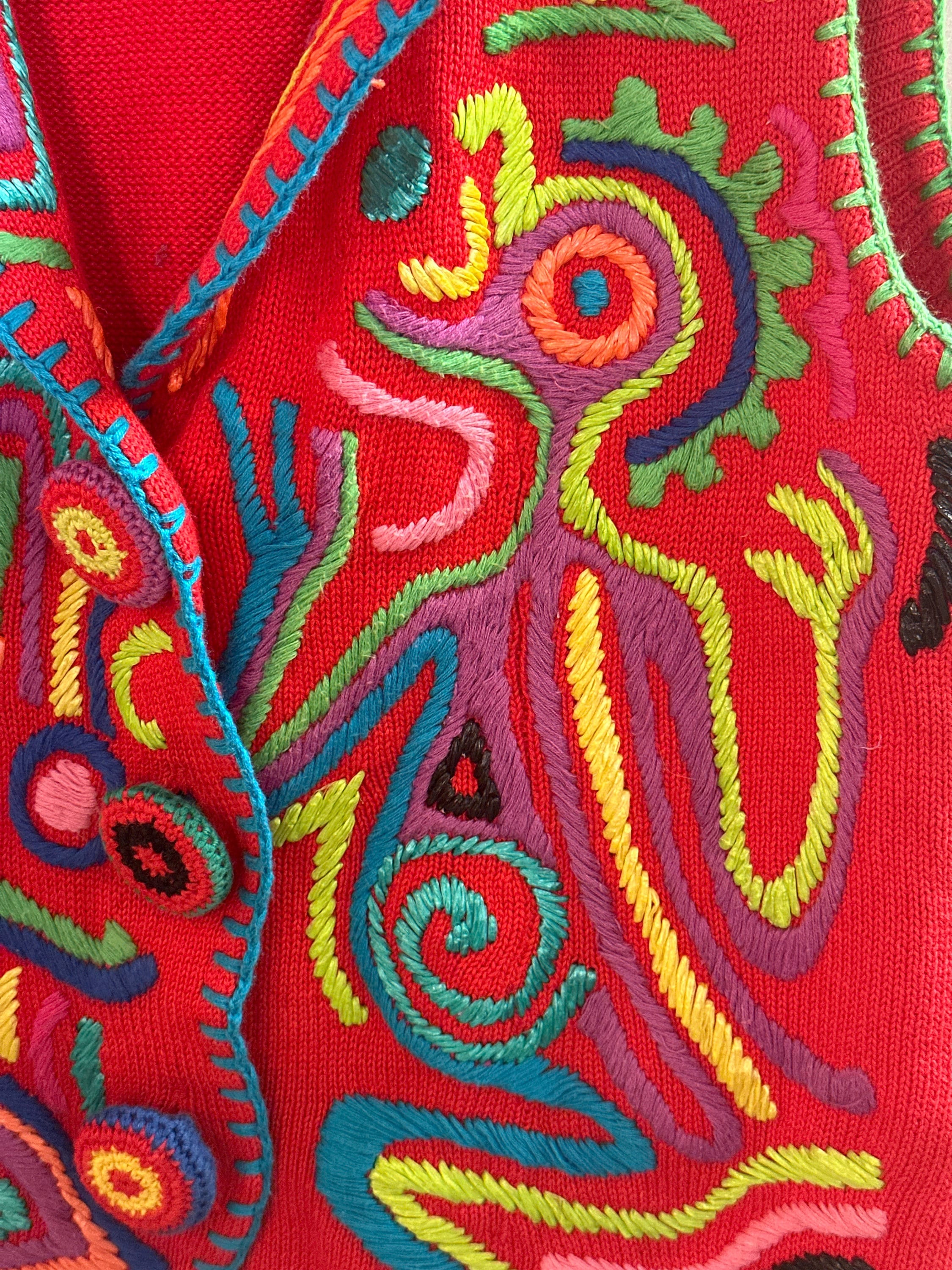 Vintage Michael Simon Cotton Sweater Vest: Vibrant Panama Mola Art - Etsy