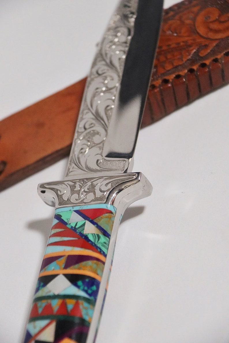 Vintage Native American Indian Inlaid Knife Only 25 Made - Etsy