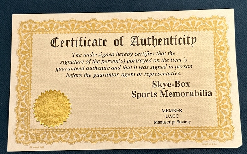 RARE Signed Autographed Photograph With Certificate of Authenticity ...