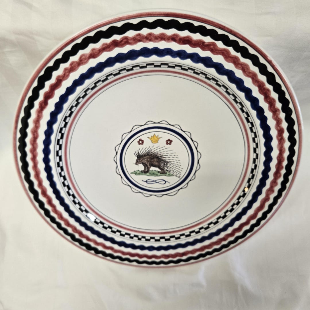 Red and Blue Istrice Porcupine Italian Platter Plate Charger Hand ...