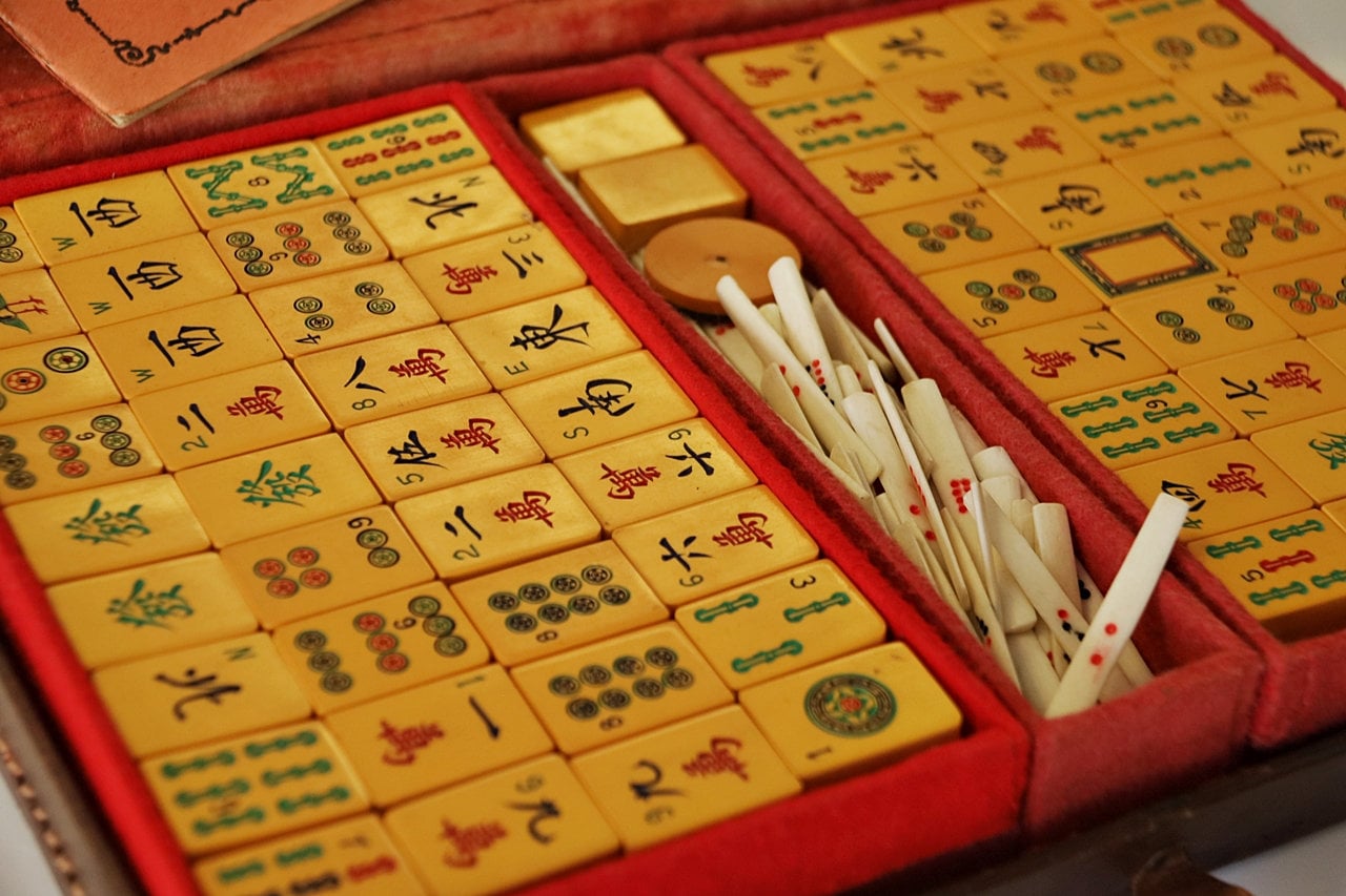 Vintage Chinese Domino Game Mah Jong Complete Set - Etsy