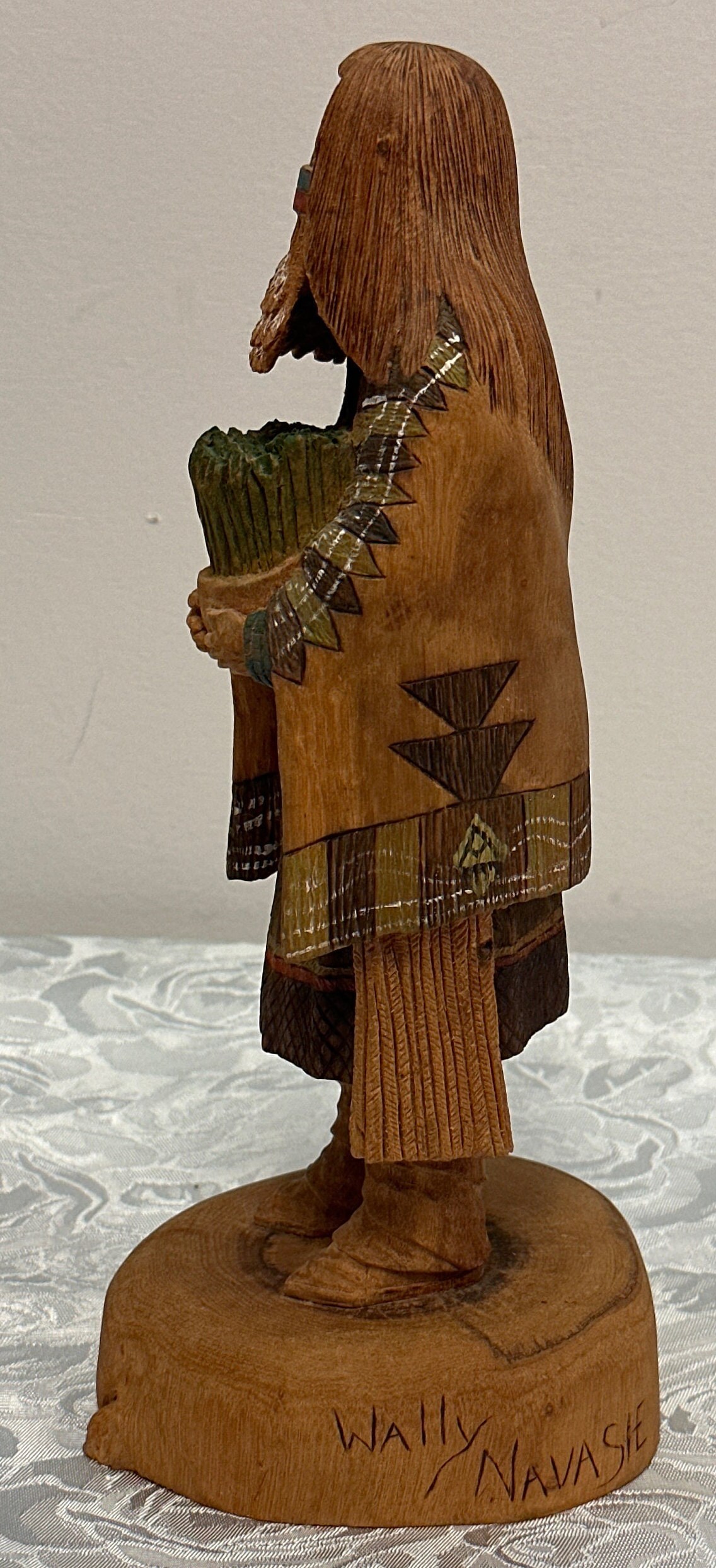 Rare Wally Navasie Hopi Tew Native American Carved Wood Kachina Long ...
