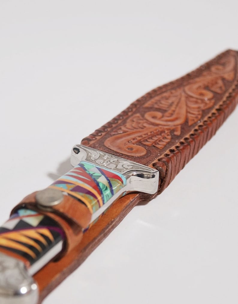 Vintage Native American Indian Inlaid Knife Only 25 Made - Etsy