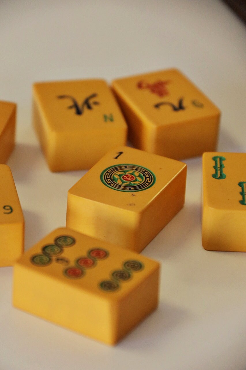 Vintage Chinese Domino Game Mah Jong Complete Set - Etsy