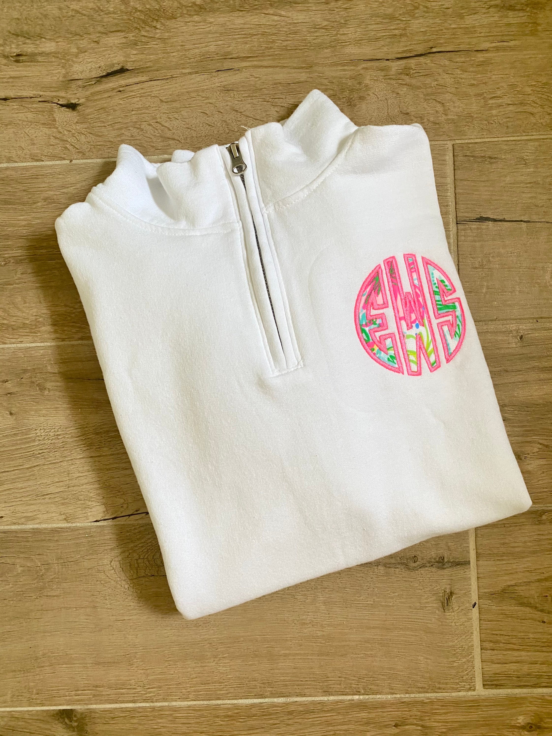 Preppy Embroidered Monogrammed Quarter Zip Pullover - Colorful Monogram ...