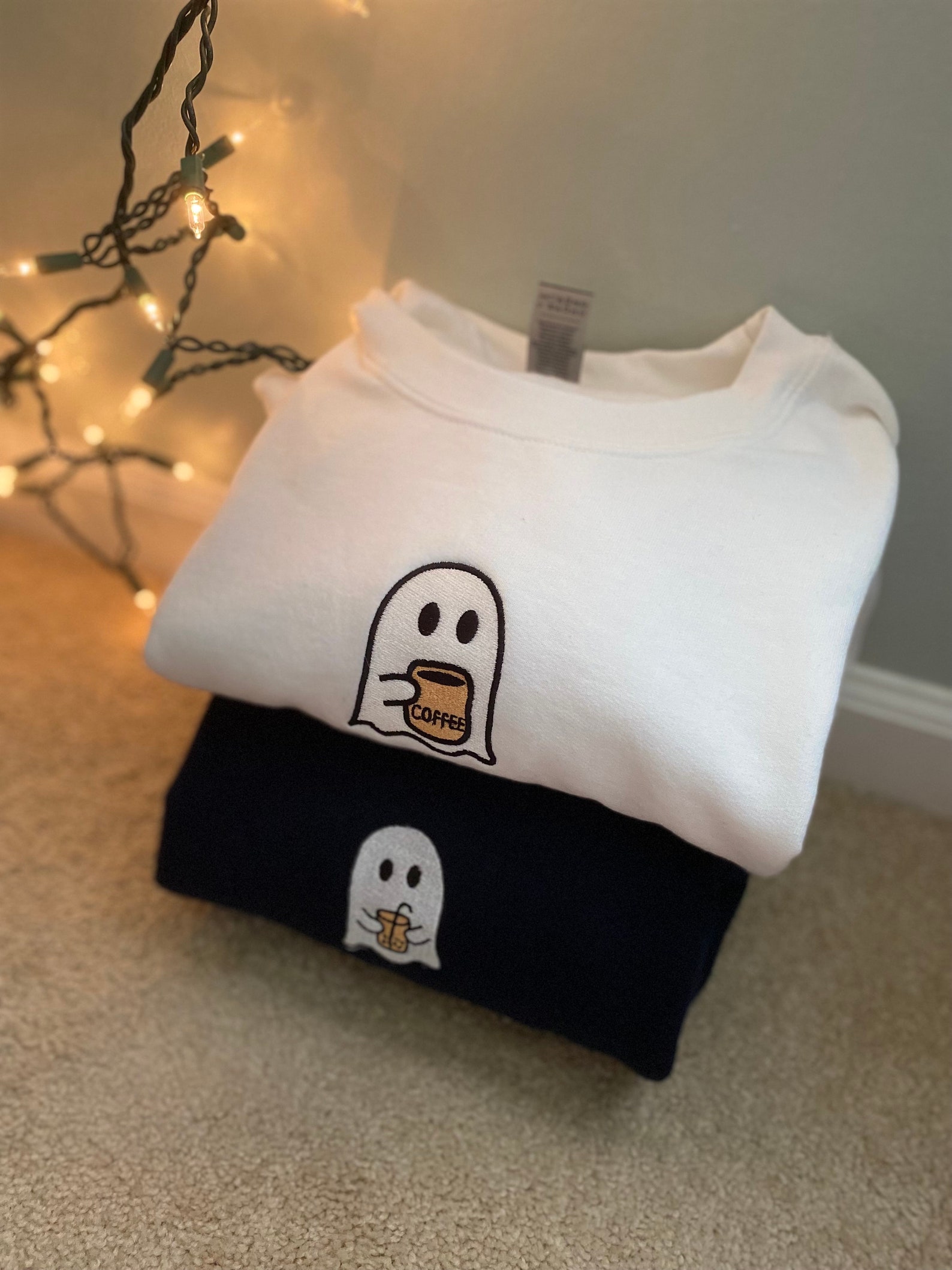 Hot or Iced Coffee Cute Ghost Halloween Spooky Season Embroidered ...