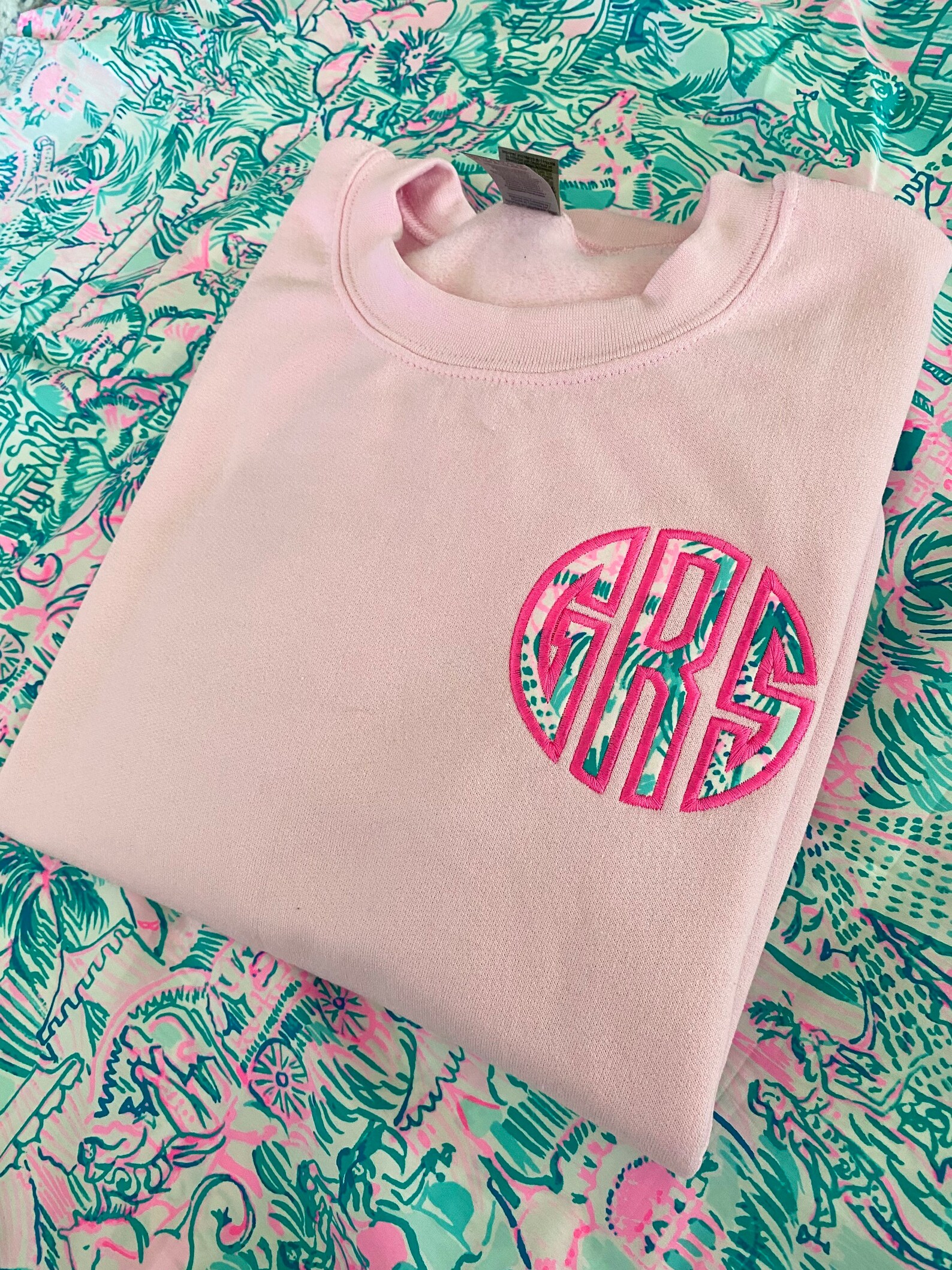 Preppy Embroidered Monogrammed Sweatshirt Pullover Colorful - Etsy