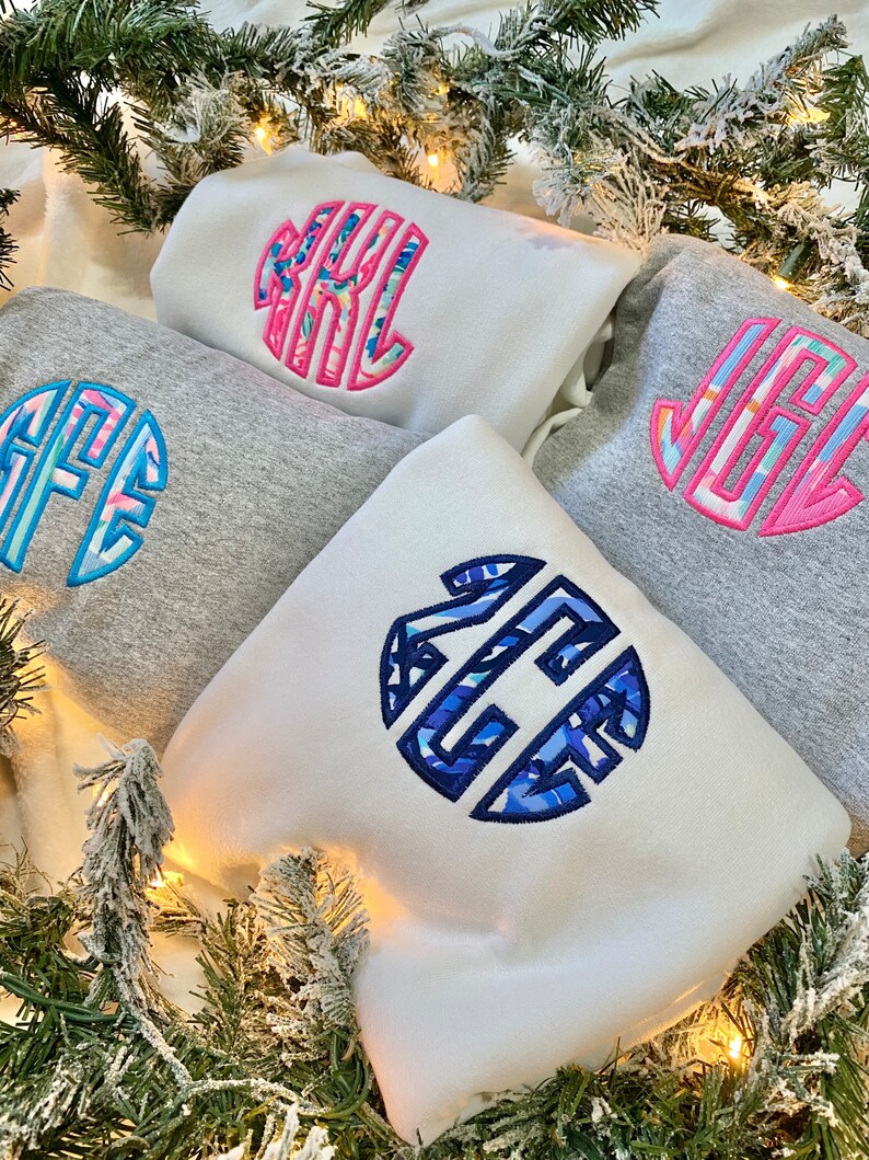 Preppy Embroidered Monogrammed Sweatshirt Pullover Colorful - Etsy