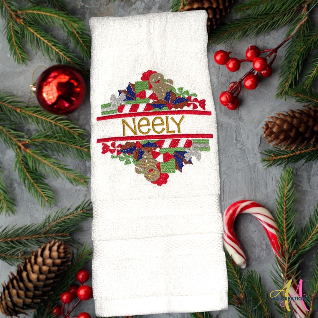 Christmas Kitchen and Bathroom Hand Towel With Gingerbread Man ...