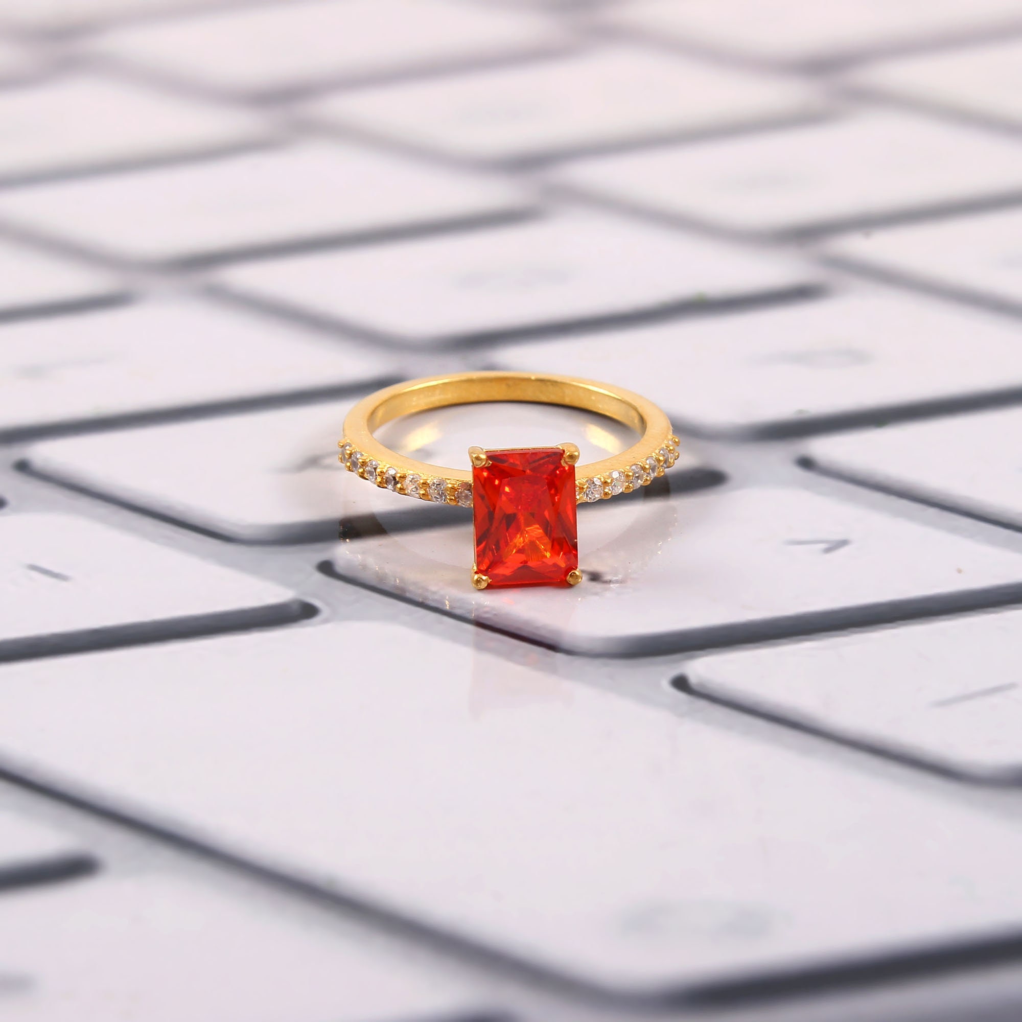 Fanta Orange Sapphire Ring Anniversary Ring Radiant Cut - Etsy