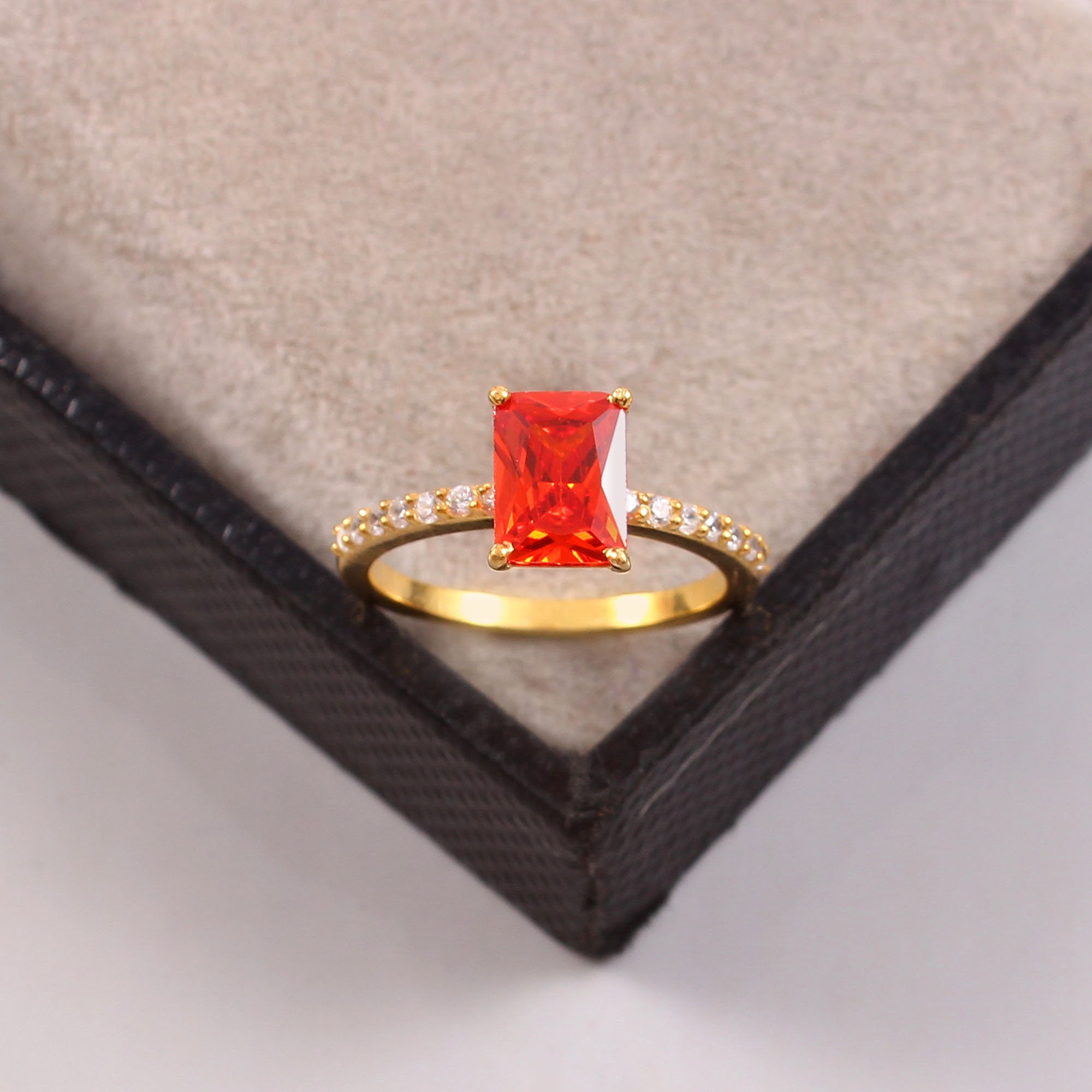 Fanta Orange Sapphire Ring Anniversary Ring Radiant Cut - Etsy