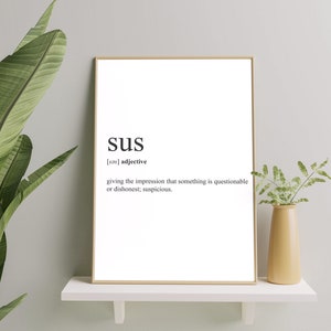 Sus Dictionary Definition Digital Print Gallery Wall, Printable Art ...