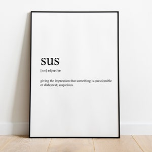 Sus Dictionary Definition Digital Print Gallery Wall, Printable Art ...