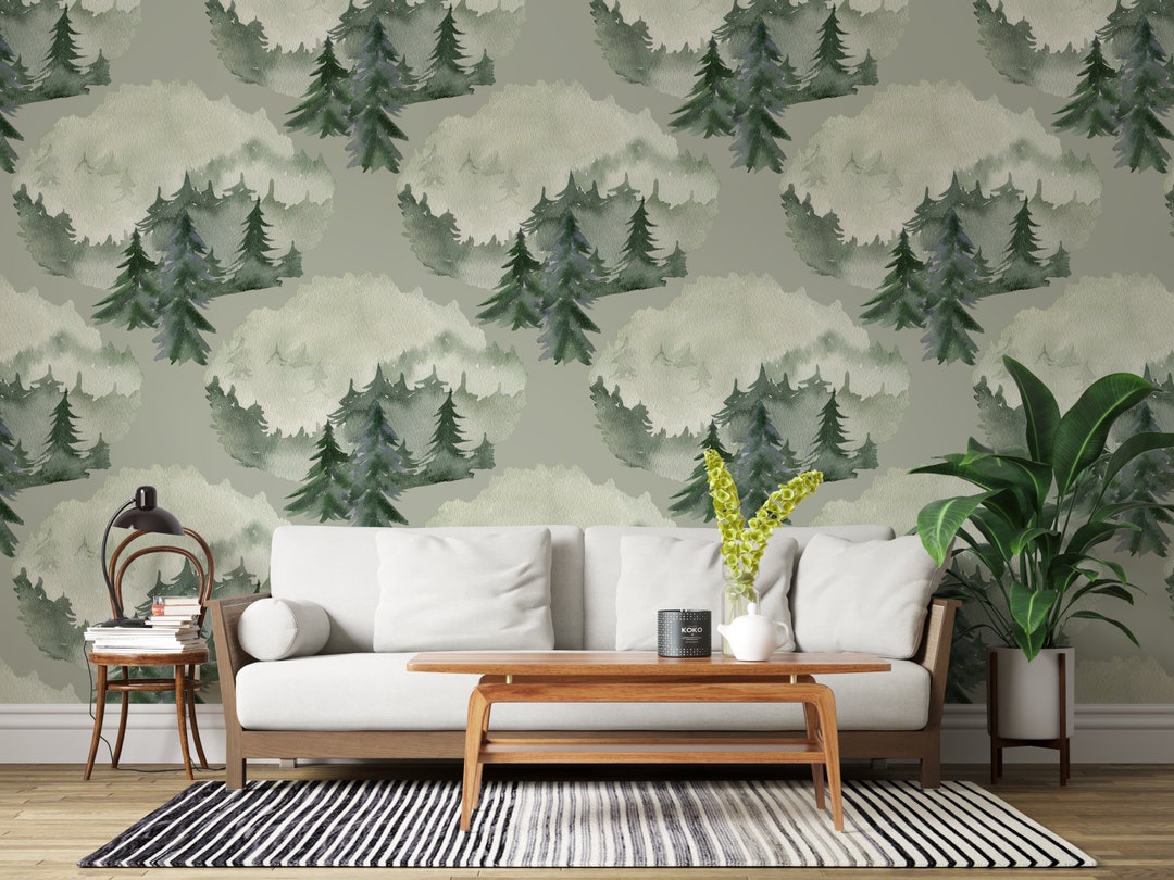 Vintage Wallpaper Tree Wallpaper Art Deco Wallpaper Damask - Etsy
