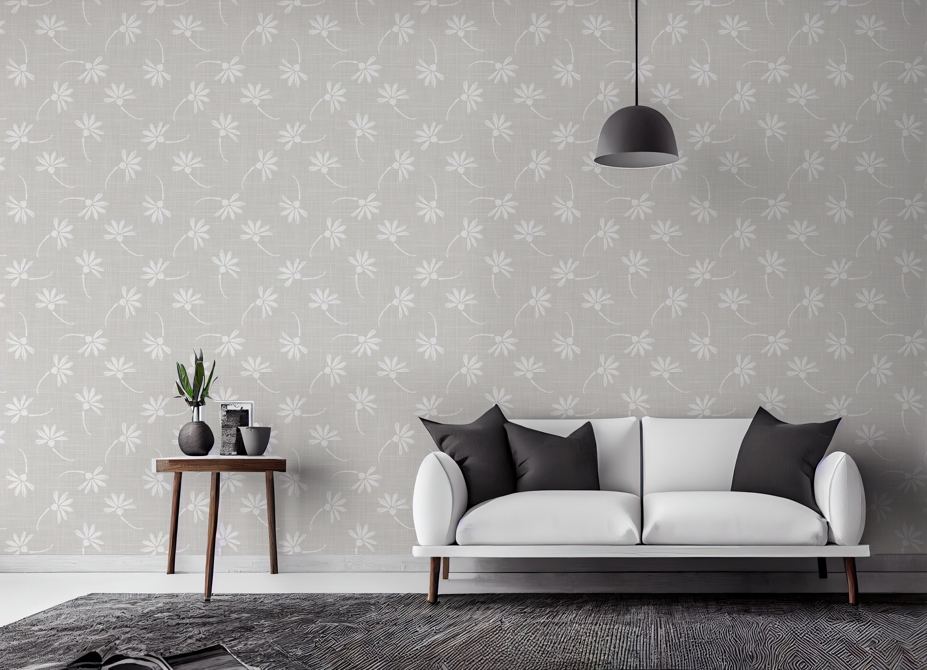 Linen Texture Wallpaper, Floral Wallpaper, Vintage Wallpaper, Pattern ...