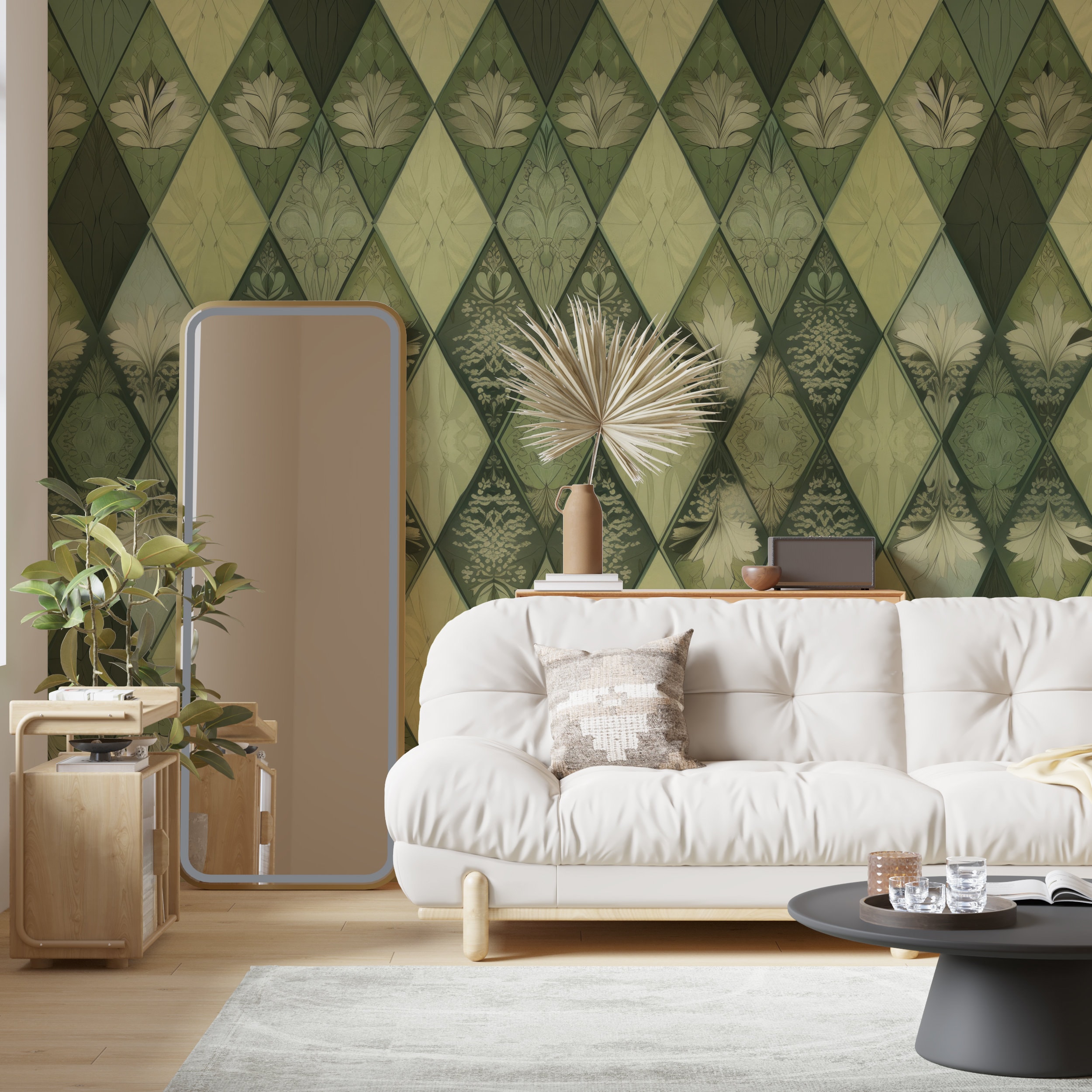 Green Art Decor Wallpaper Art Decor Wall Mural Modern - Etsy