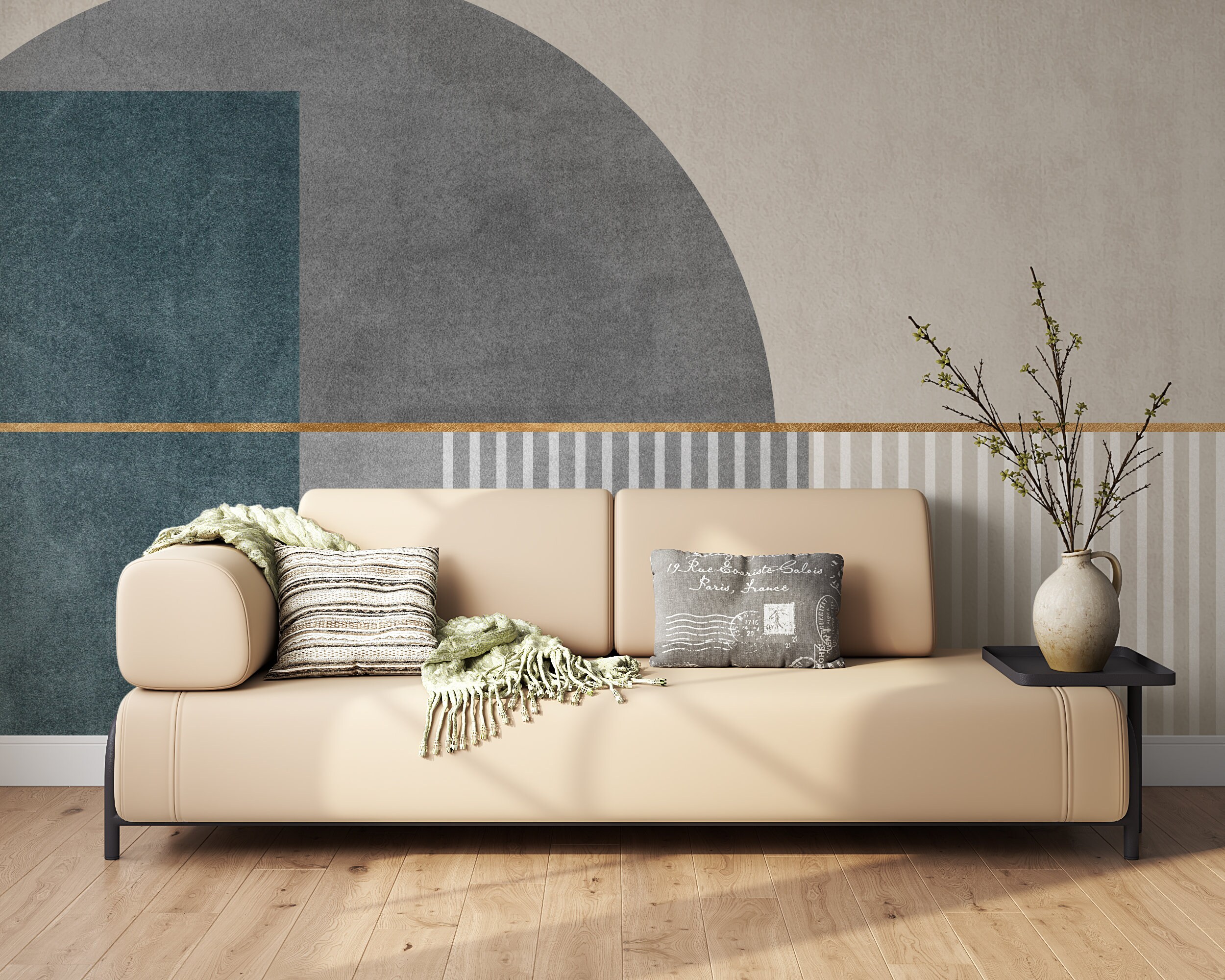 Abstract Wallpaper, Art Decor Wall Mural, Leaves Wallpaper, Modern ...