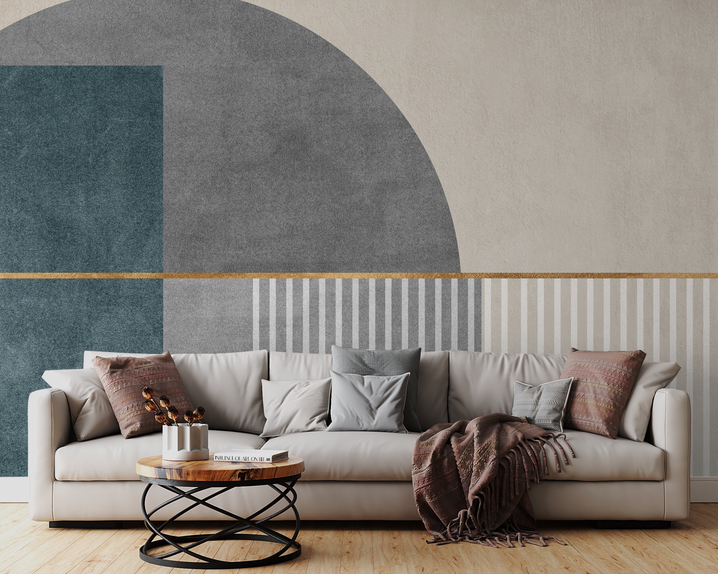 Abstract Wallpaper, Art Decor Wall Mural, Leaves Wallpaper, Modern ...
