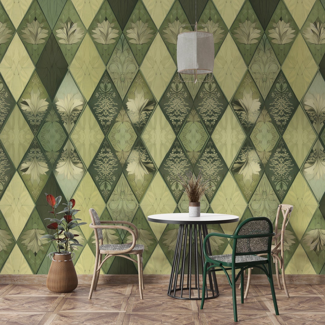 Green Art Decor Wallpaper Art Decor Wall Mural Modern - Etsy