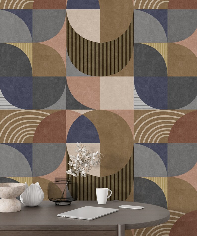 Geometric Wallpaper Boho Mural Wallpaper Peel and Stick - Etsy
