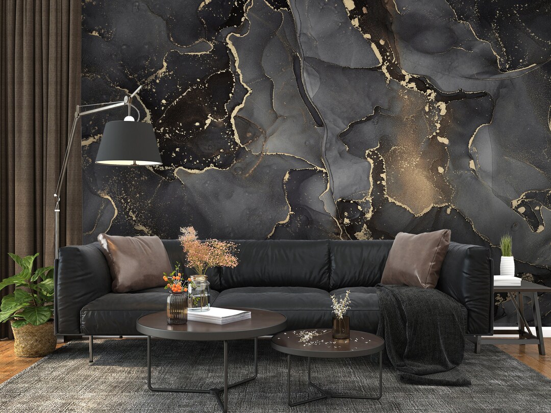 Dark Marble Wallpaper Marble Wallpaper Dark Marble Wall - Etsy