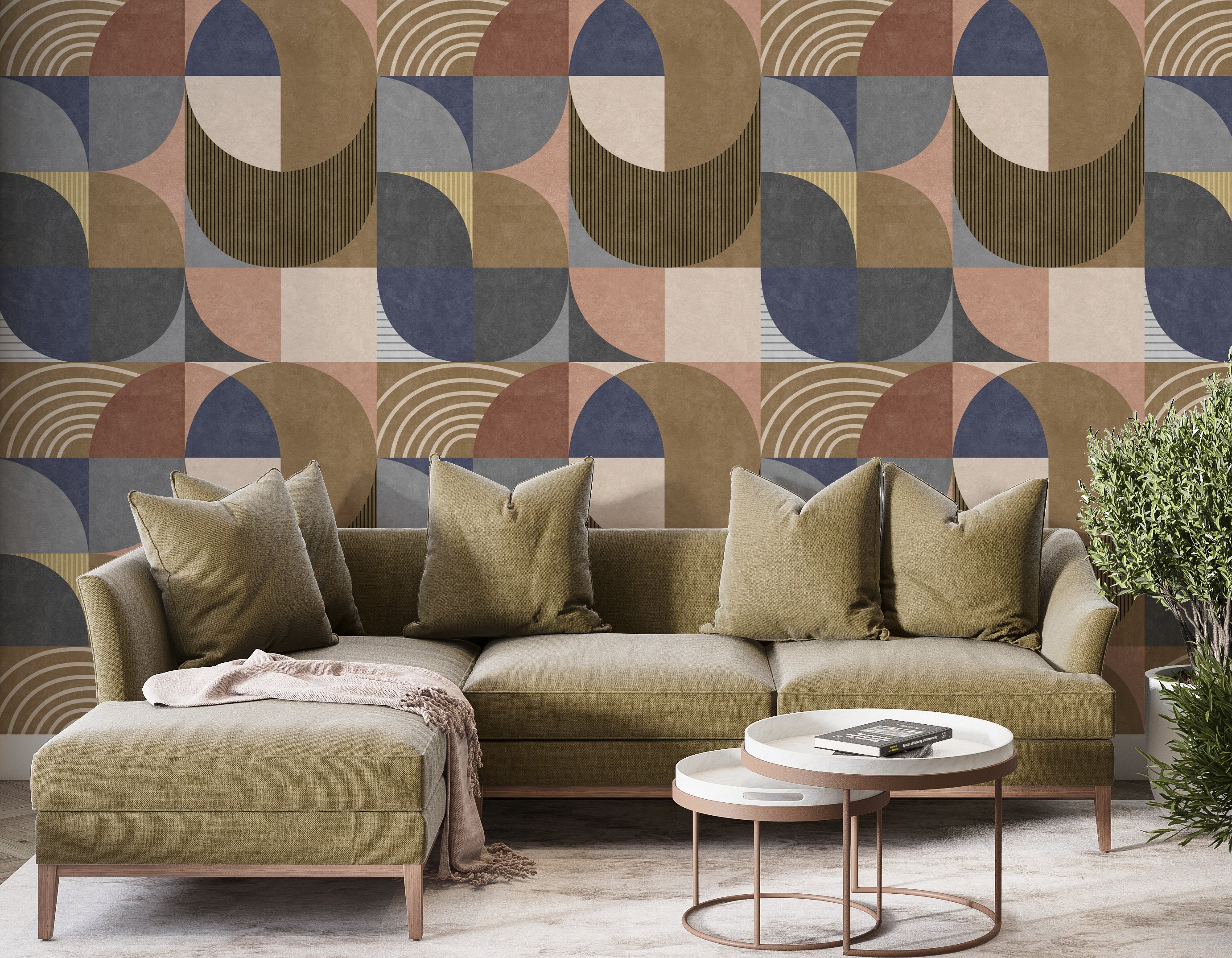 Geometric Wallpaper Boho Mural Wallpaper Peel and Stick - Etsy