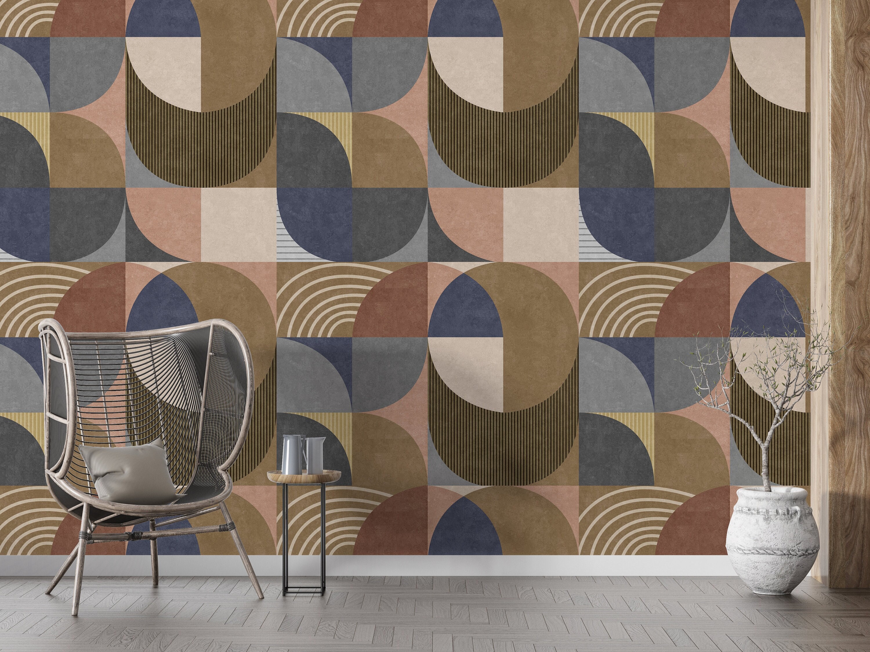 Geometric Wallpaper Boho Mural Wallpaper Peel and Stick - Etsy