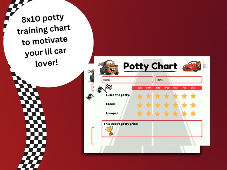 Cars Potty Training Chart - Etsy