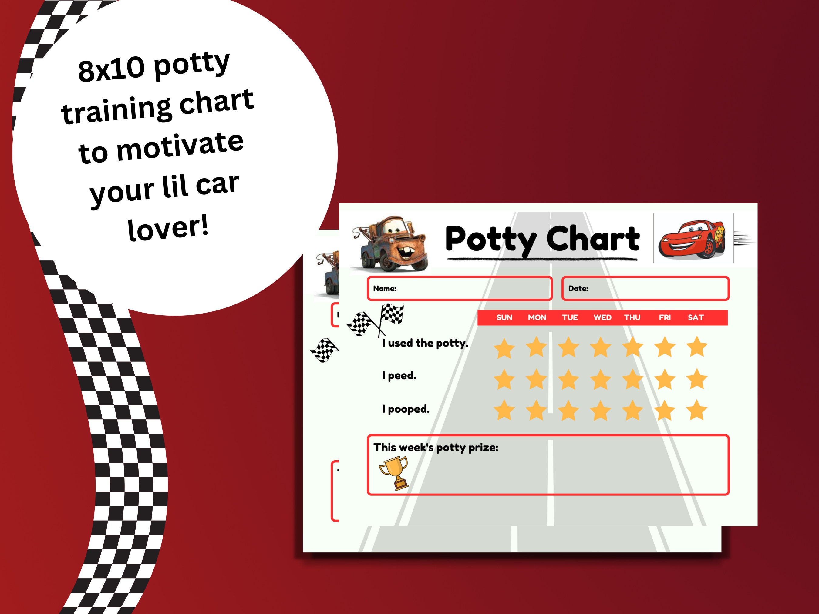 Cars Potty Training Chart - Etsy