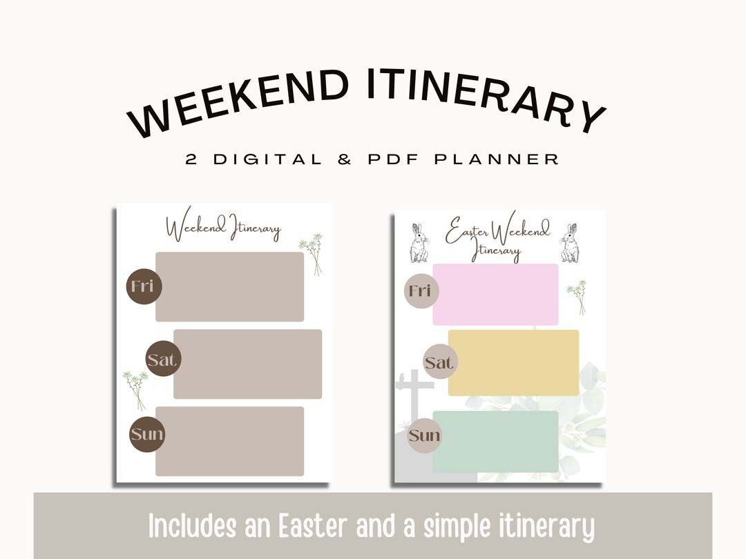 Weekend to Do List Printable, Easter and Everyday Weekend Itinerary ...