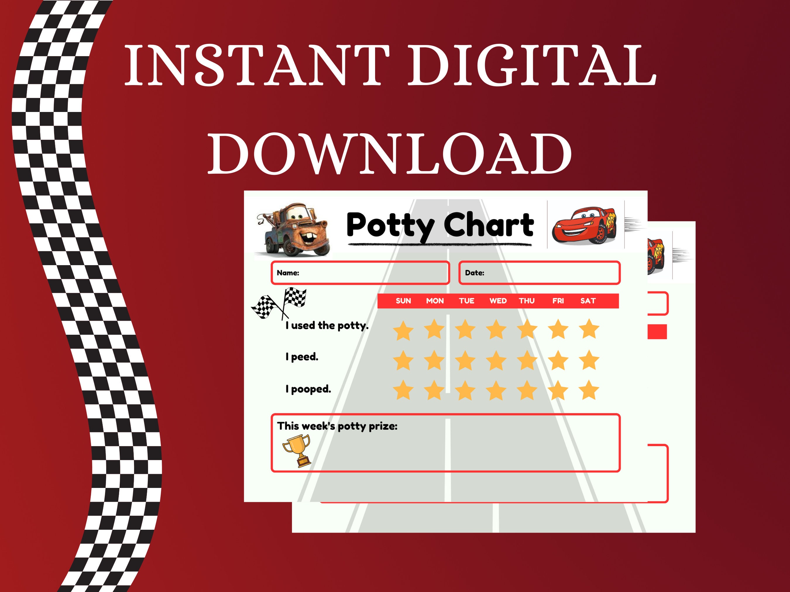 Cars Potty Training Chart - Etsy