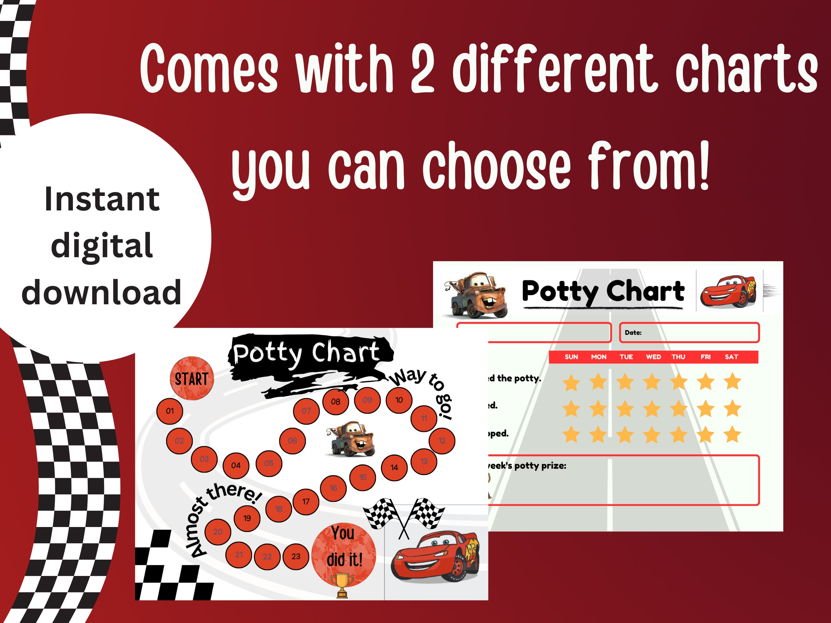 Cars Potty Training Chart - Etsy