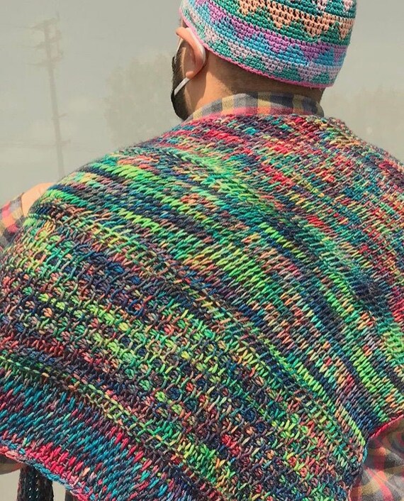 Tunisian Crochet Shawl Made From Malabrigo Rios | Etsy