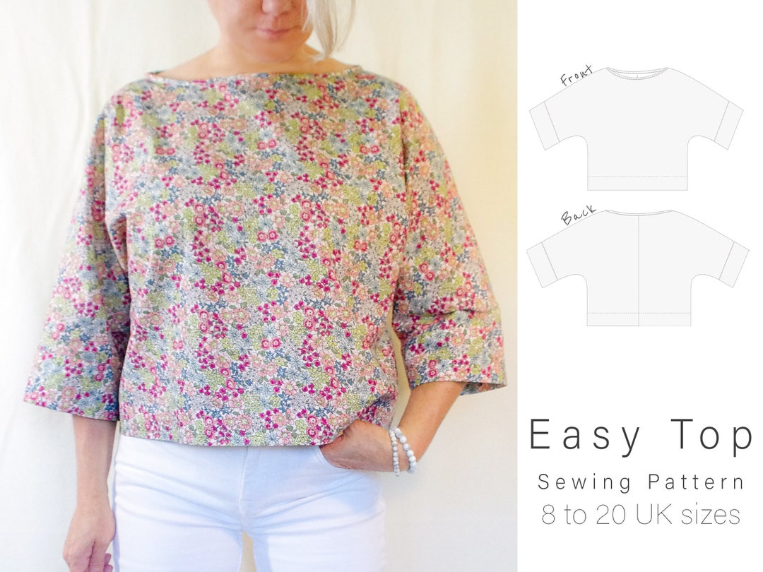 Easy Top Sewing Pattern | Boxy Top With Dolman Sleeve | Trendy Top ...