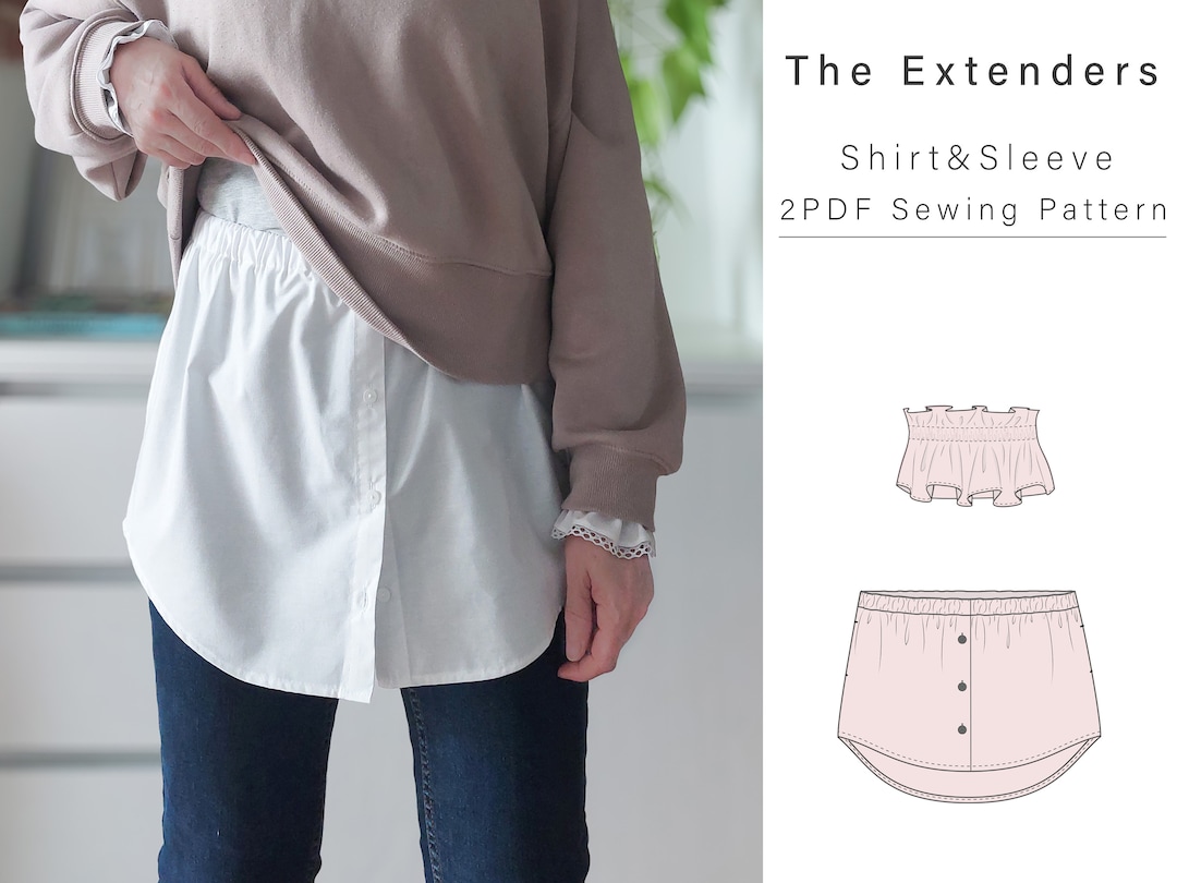 Shirt and Sleeve Extender PDF Sewing Pattern | Layering Skirt With ...